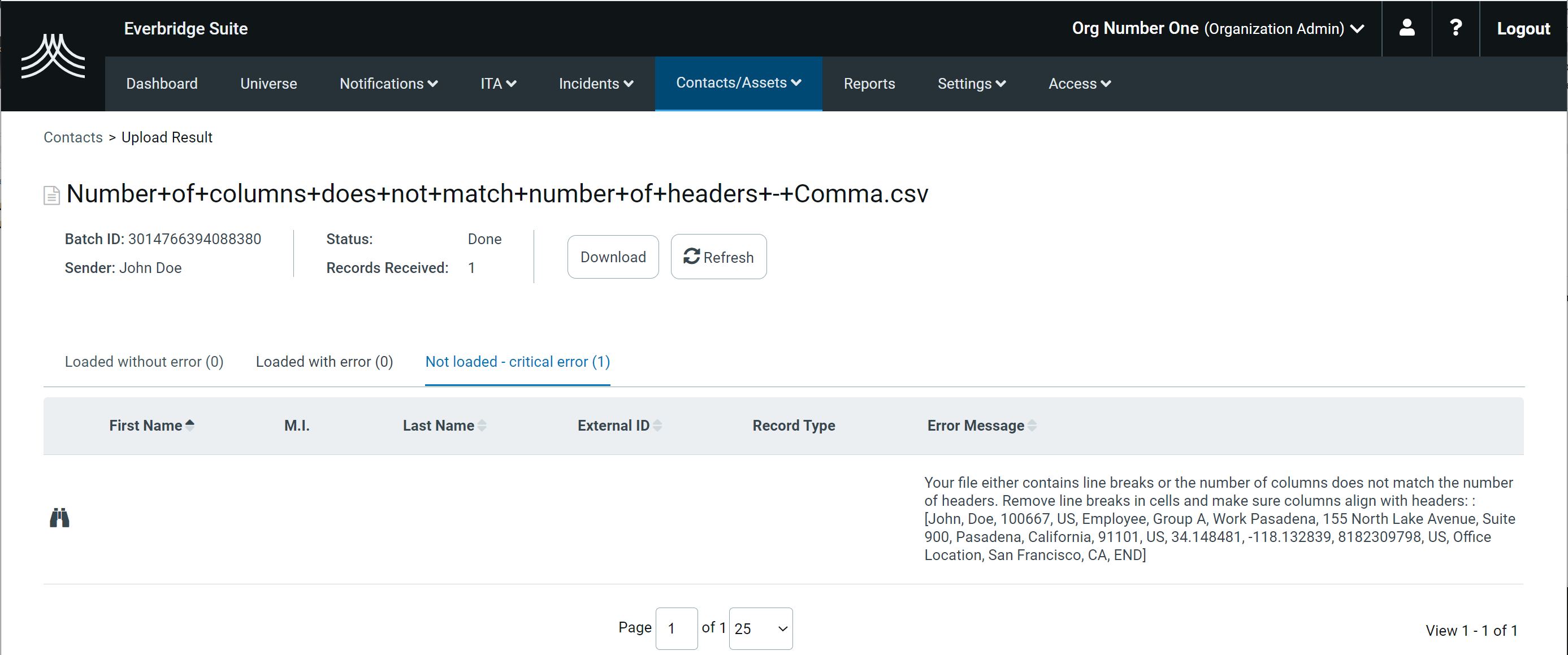 Ebs Contact Upload Error Code Your File Either Contains Line Breaks Or The Number Of Columns