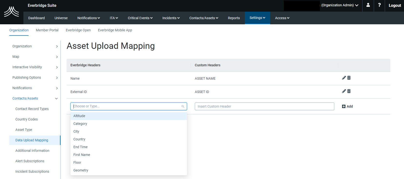 Ebs Asset Upload Mapping Feature Map Asset Upload Template Headers To Your Custom Upload