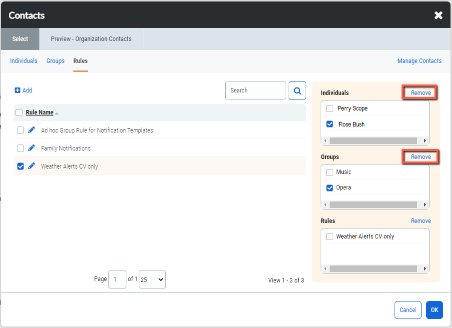 EBS: How to Remove Selected Contacts (Individuals, Groups And/or Rules) From a Notification in ...