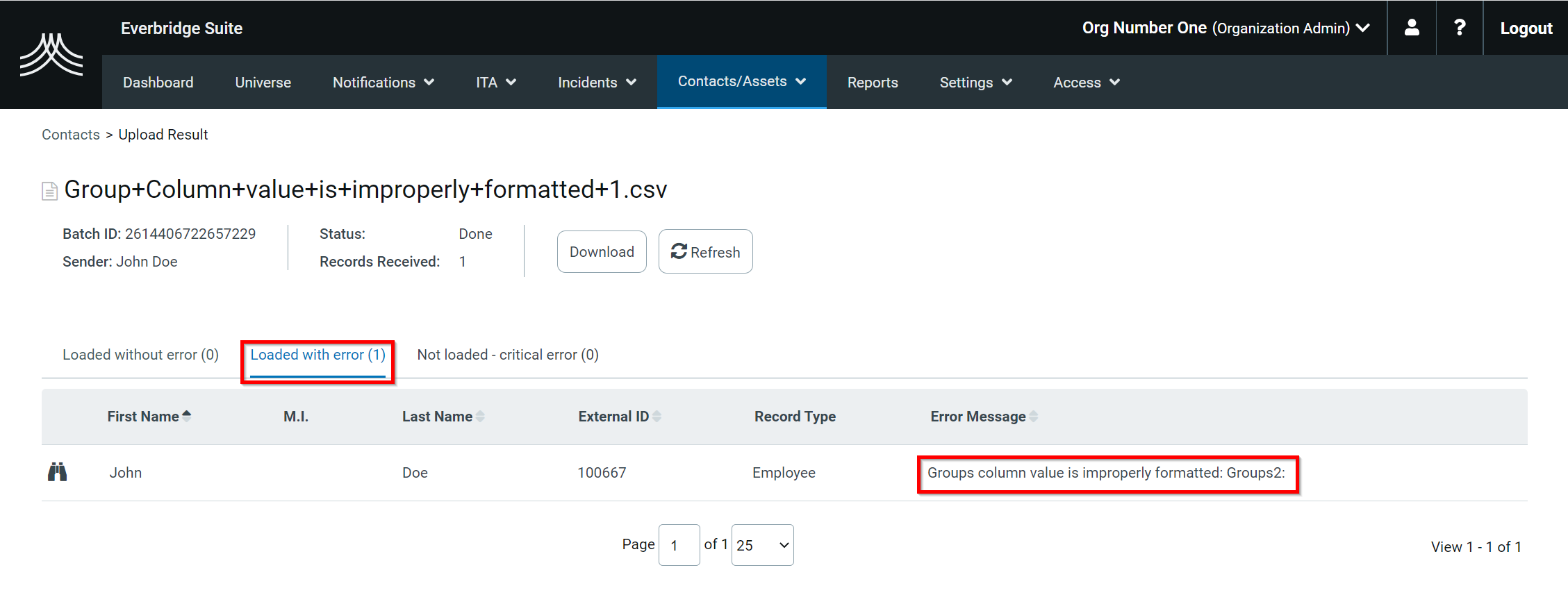Ebs Contact Upload Error Code Groups Column Value Is Improperly Formatted Everbridge