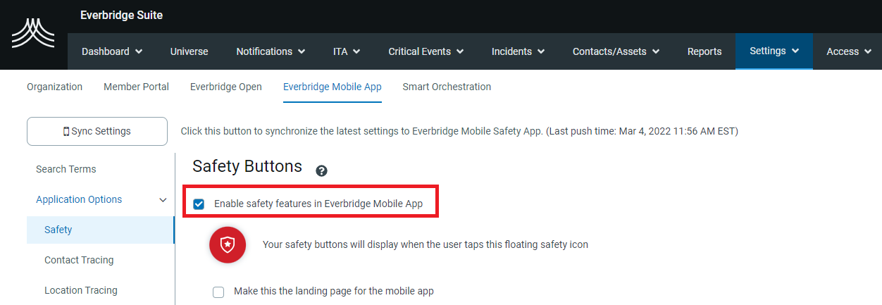 Mobile: How to Configure Safety Buttons for the Everbridge Mobile App ...