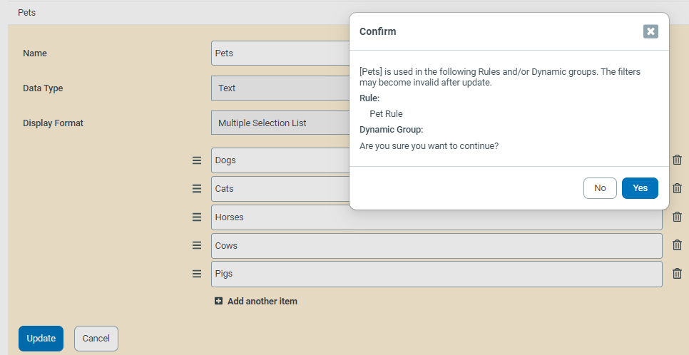 EBS: Popup Message " is Used in the Following Rules and/or Dynamic Groups. The Filters May ...